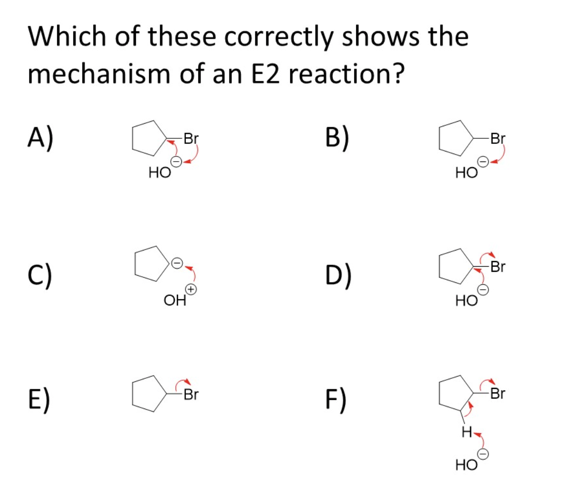 Solved Which of these correctly shows the mechanism of an E2 | Chegg.com