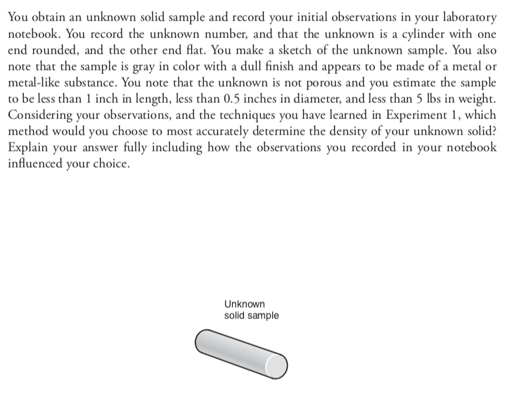 Solved You obtain an unknown solid sample and record your | Chegg.com
