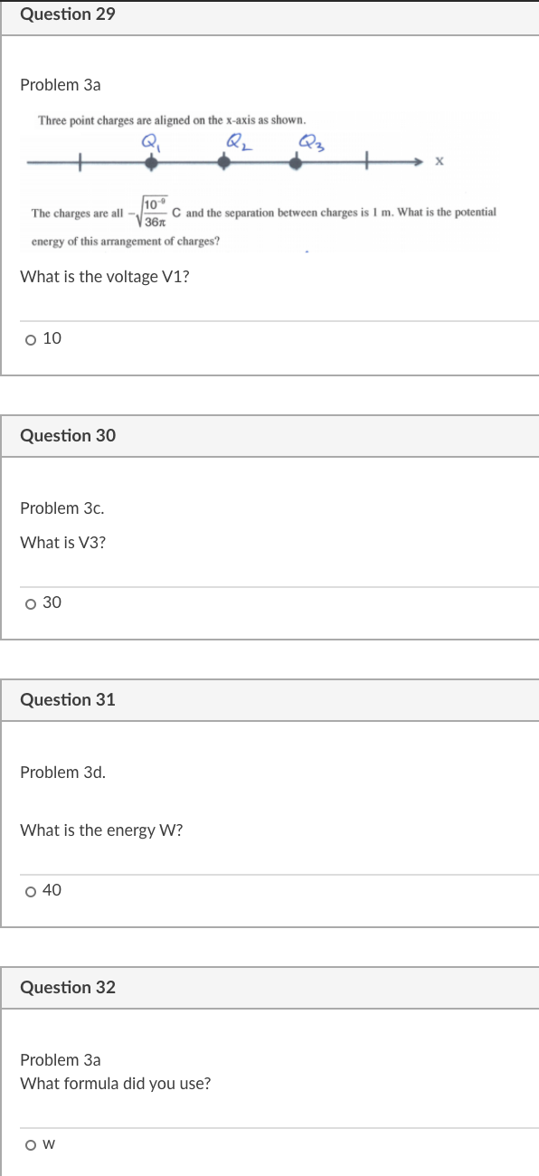 Solved Question 29 Problem 3a Three point charges are | Chegg.com