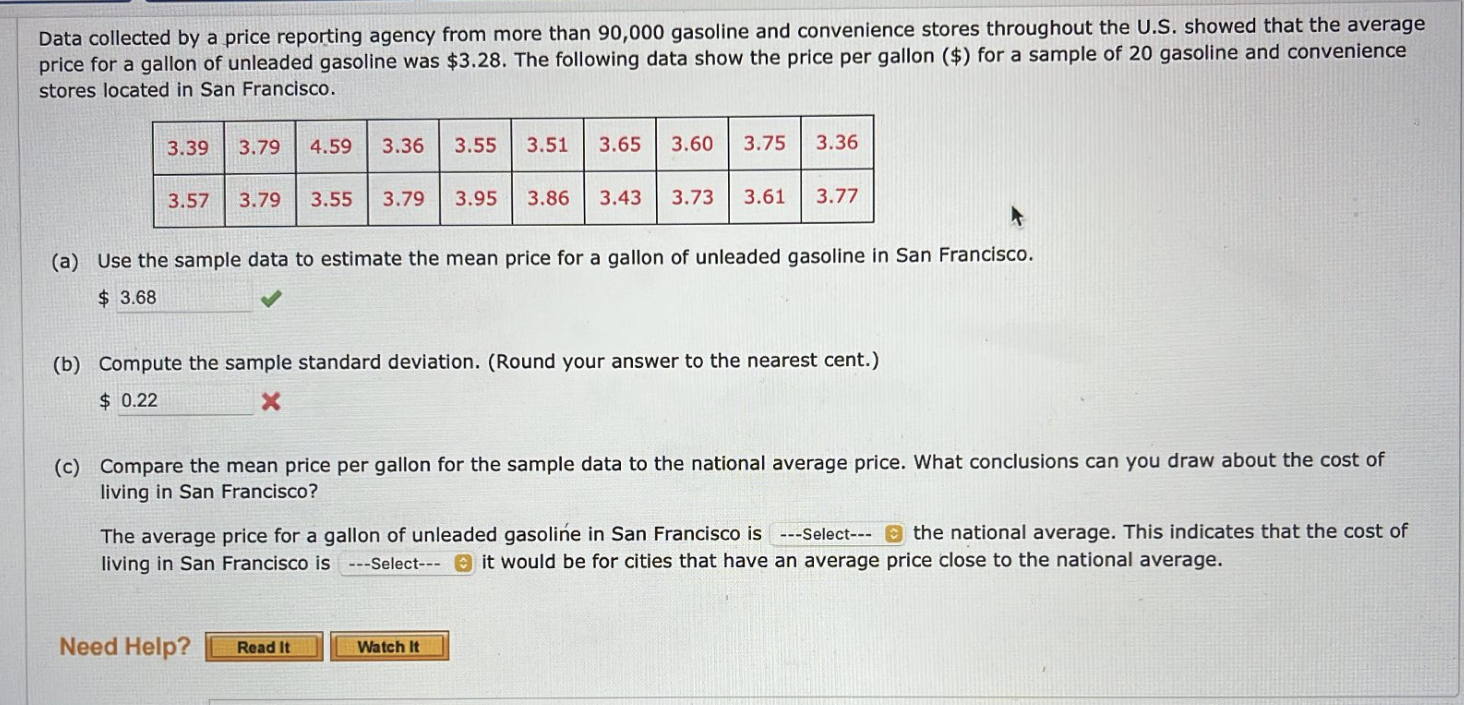 Solved Data collected by a price reporting agency from more | Chegg.com