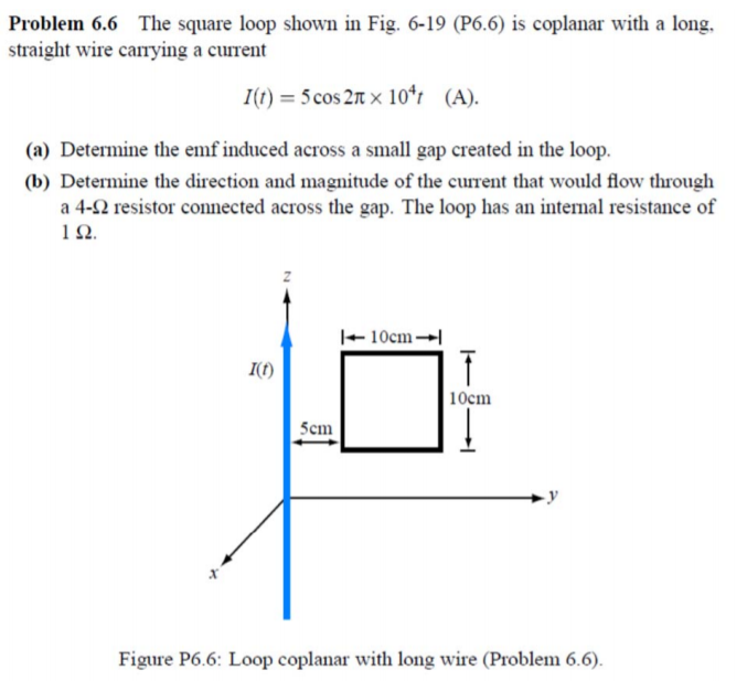 Solved Problem 6.6 The square loop shown in Fig. 6-19 (P6.6) | Chegg.com