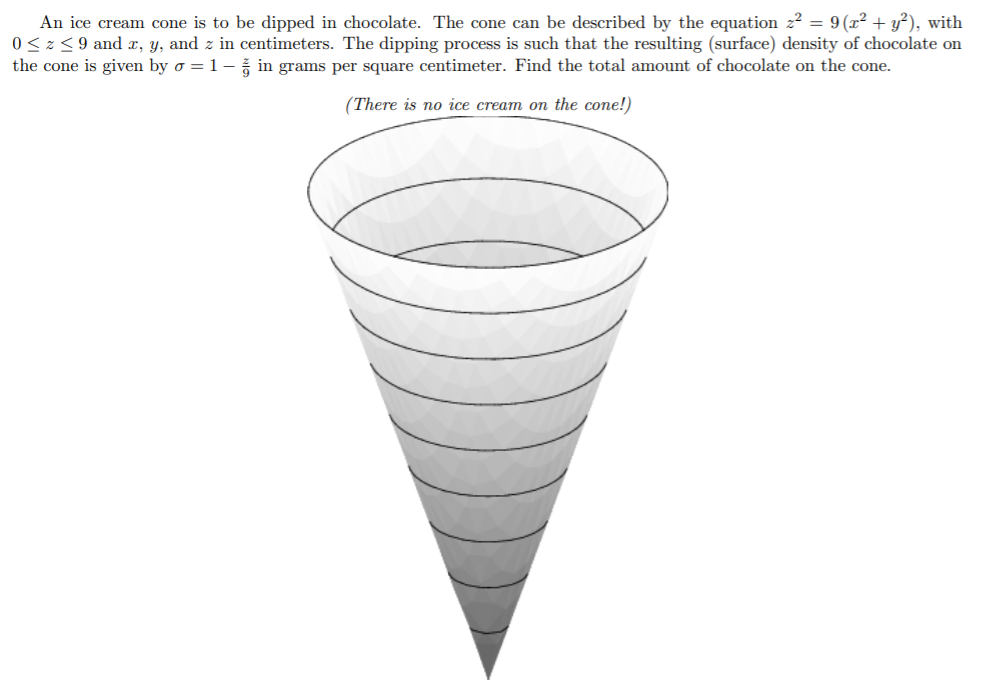 Solved An ice cream cone is to be dipped in chocolate. The | Chegg.com