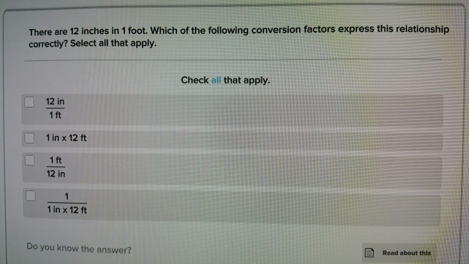 Solved There Are 12 Inches In 1 Foot Which Of The Following Chegg Solved There Are 12 Inches In 1 Foot Which Of The Following Chegg