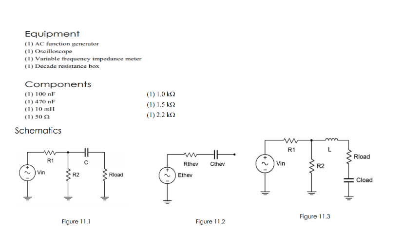 Solved Equipment (1) AC function generator (1) Oscilloscope | Chegg.com