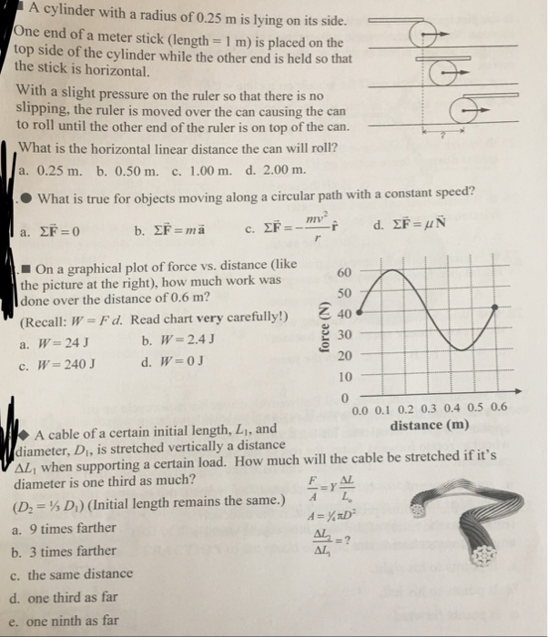 Solved A cylinder with a radius of 0.25 m is lying on its | Chegg.com