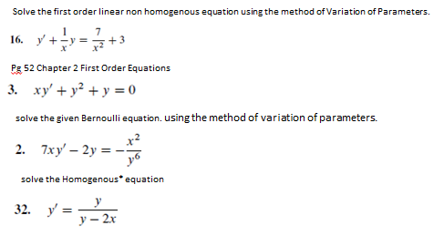 Solved Solve the first order linear non homogenous equation | Chegg.com