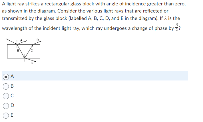 Solved A light ray strikes a rectangular glass block with | Chegg.com