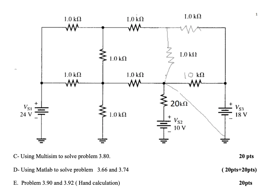 Solved please Multisim AND MatLab to solve the circuit | Chegg.com