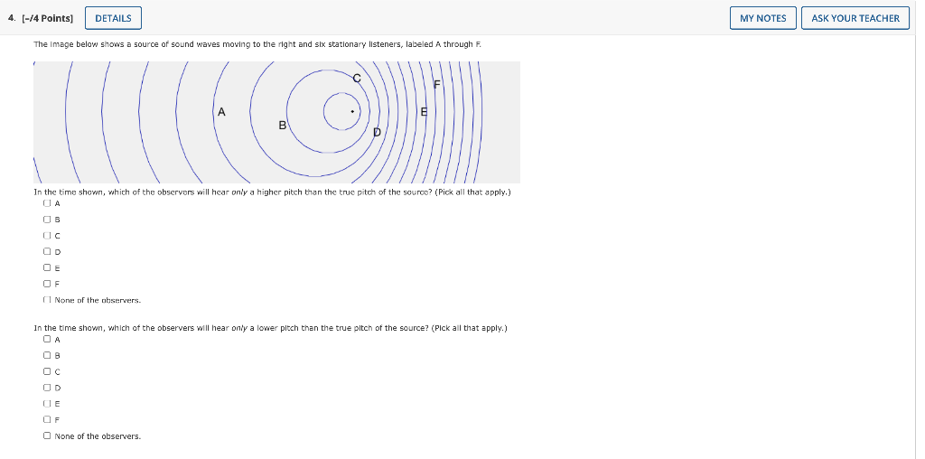Solved In the time shown, which of the observers will hear | Chegg.com