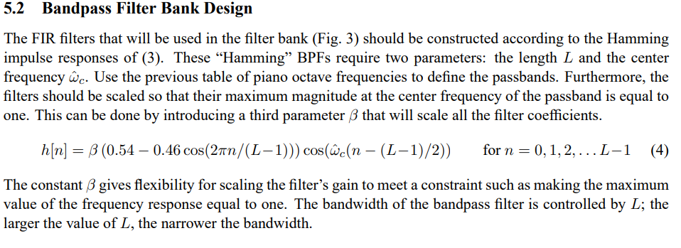 Solved The FIR filters that will be used in the filter bank | Chegg.com