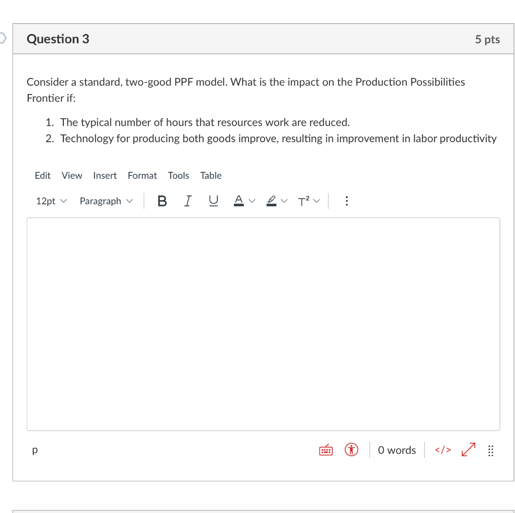Solved Consider a standard, two-good PPF model. What is the | Chegg.com