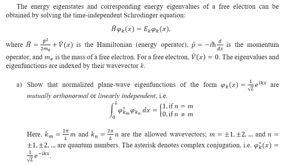 Solved The energy eigenstates and corresponding energy | Chegg.com