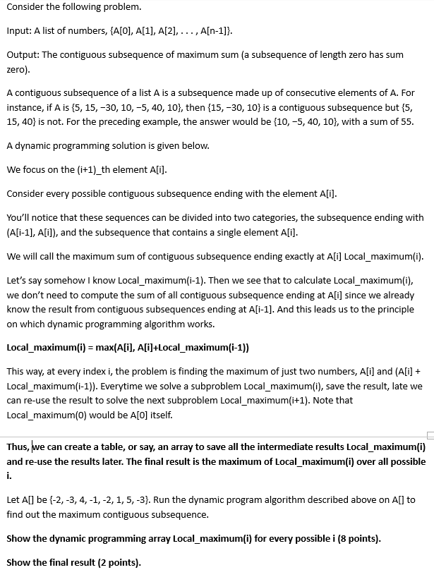 Solved Consider the following problem. Input: A list of | Chegg.com