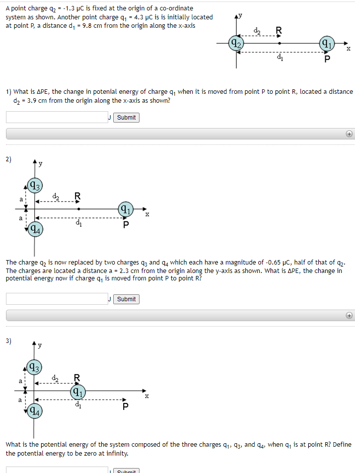 Solved A point charge q2=−1.3μC is fixed at the origin of a | Chegg.com