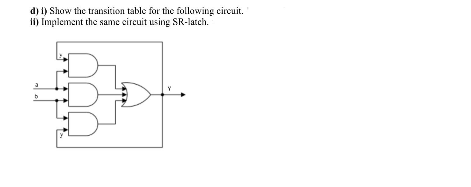 Solved d) ﻿i) ﻿Show the transition table for the following | Chegg.com
