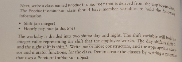 (Solved) : 1 Employee Productionkorker Classes Design Class Named ... (Solved) : 1 Employee Productionkorker Classes Design Class Named ...