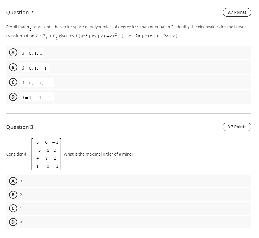 Solved Recall that p2 represents the vector space of | Chegg.com