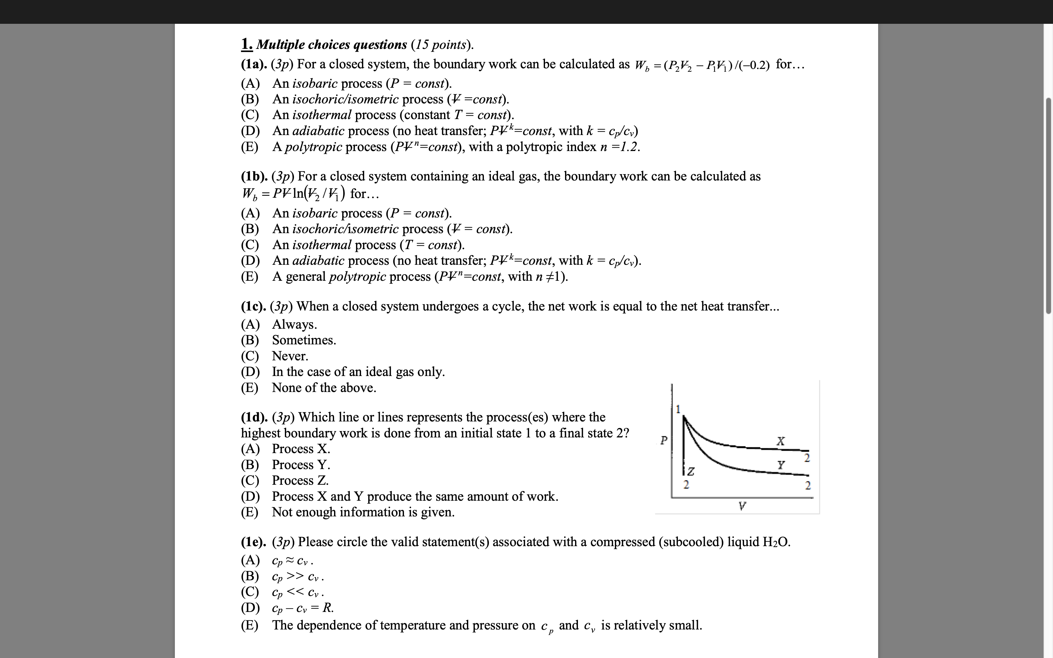 Solved 1. Multiple choices questions ( 15 points). (1a). | Chegg.com