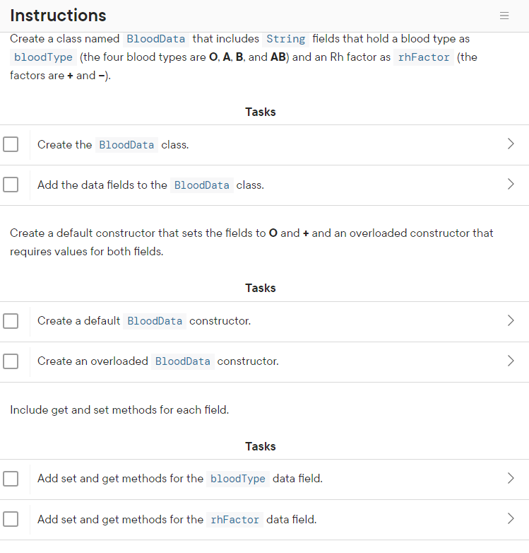 Solved Create a class named that includes fields that hold a | Chegg.com