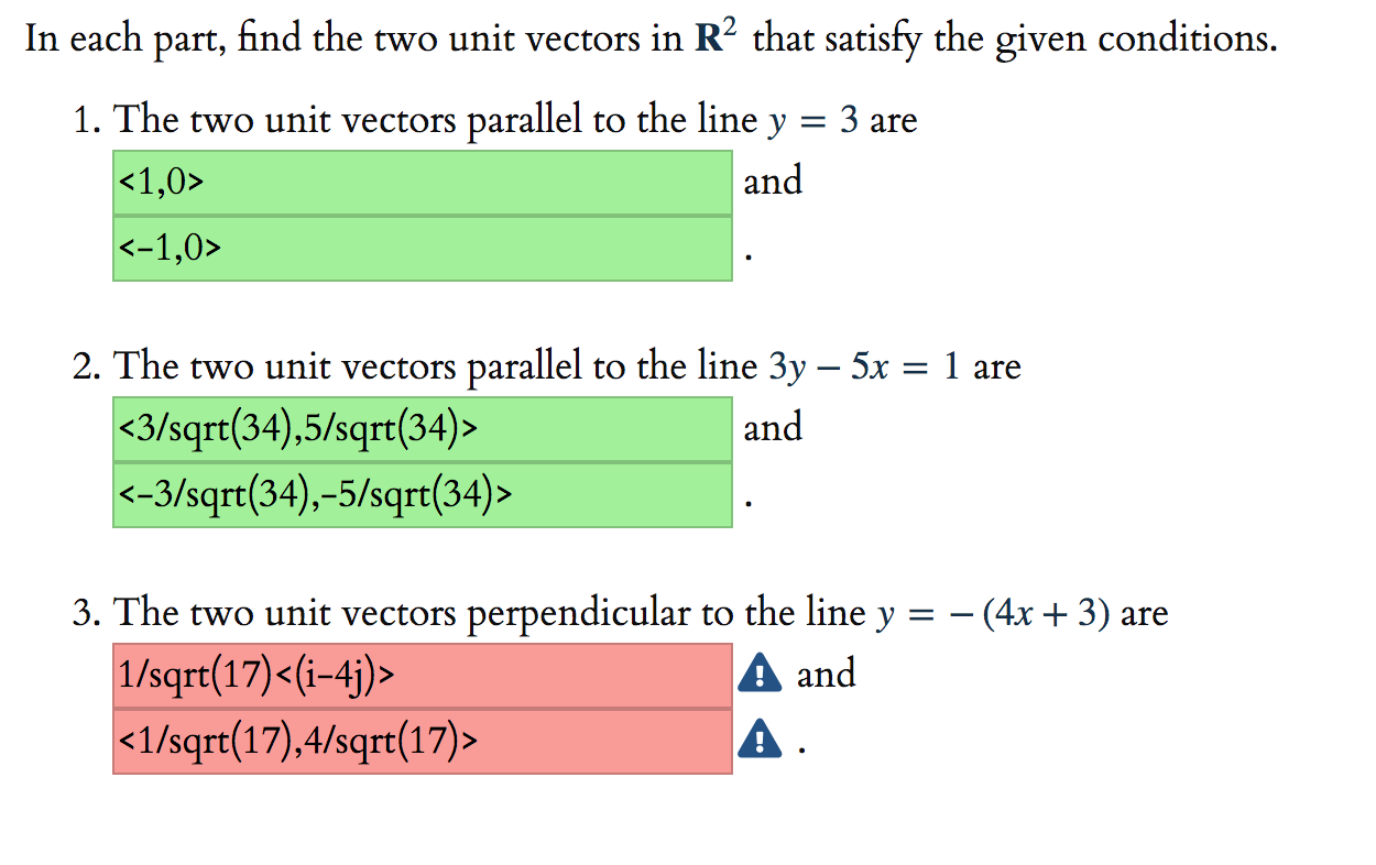 Solved In each part, find the two unit vectors in Rể that | Chegg.com