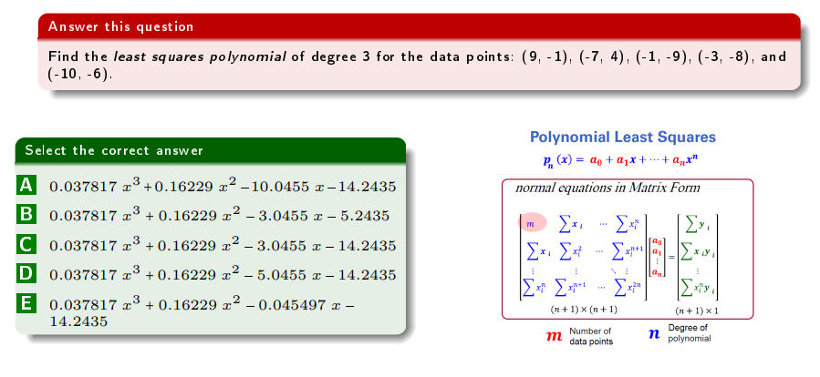 Solved Find the least squares polynomial of degree 2 for the | Chegg.com
