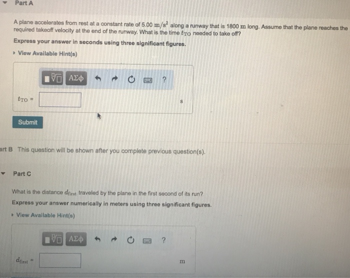 Solved PartA A plane accelerates required takeoff velocity | Chegg.com Solved PartA A plane accelerates required takeoff velocity | Chegg.com
