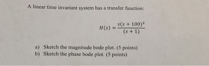 Solved A linear time invariant system has a transfer | Chegg.com