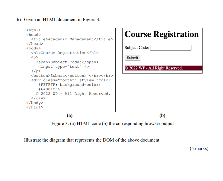 Solved [10 MARKS QUESTION 3 a) Analyze the html file below. | Chegg.com