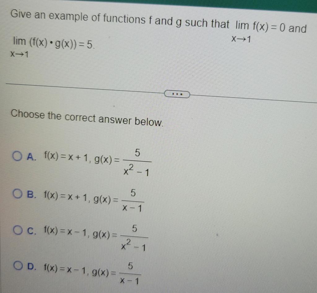 Solved Give an example of functions f and g such that | Chegg.com