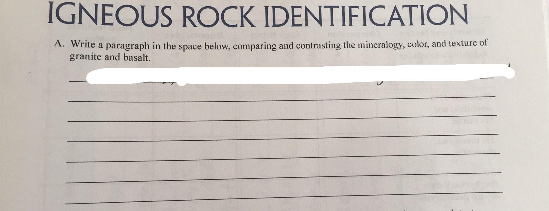 Solved IGNEOUS ROCK IDENTIFICATION A. Write a paragraph in | Chegg.com