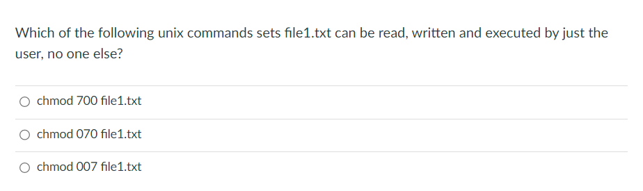 Solved Which of the following unix commands sets file1.txt | Chegg.com