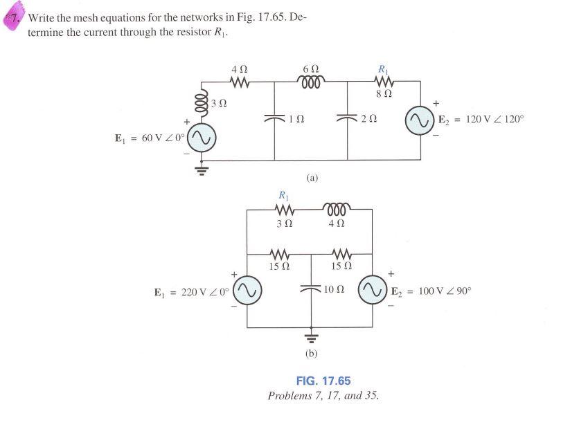 Solved 7. Write the mesh equations for the networks in Fig. | Chegg.com