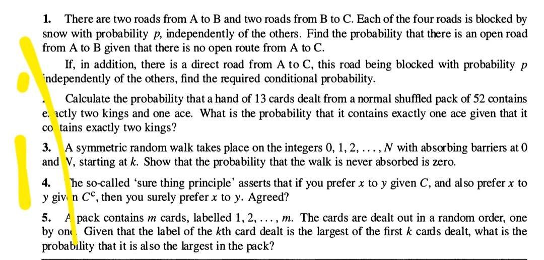 Solved 1. There are two roads from A to B and two roads from | Chegg.com