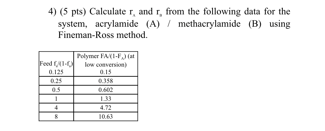Solved 4) (5 pts) Calculate r, and r, from the following | Chegg.com