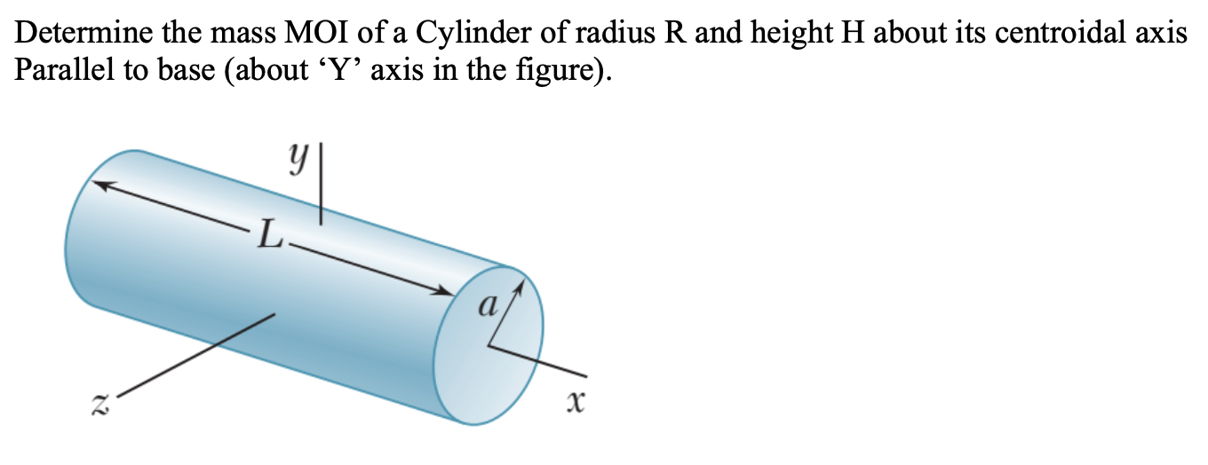 Solved Determine the mass MOI of a Cylinder of radius R ﻿and | Chegg.com