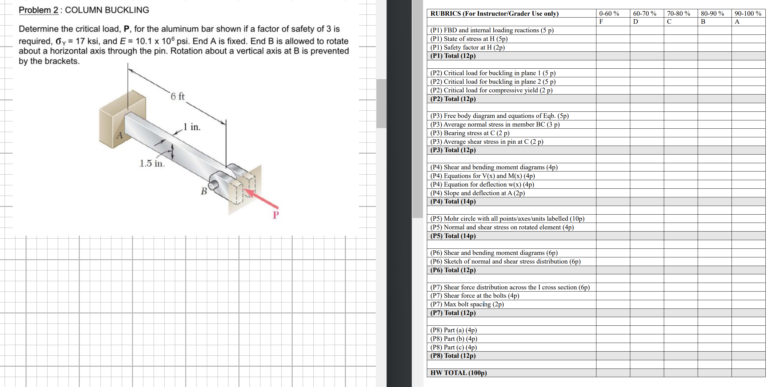Solved Problem 2: COLUMN BUCKLINGDetermine the critical | Chegg.com