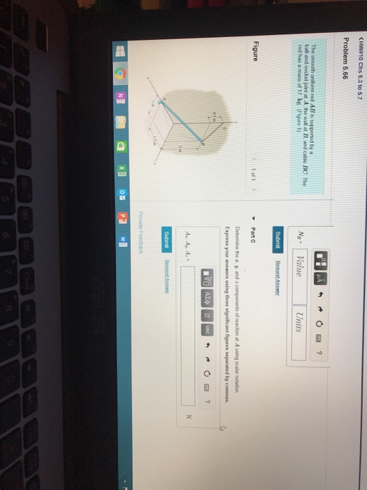 Solved Part A The smooth uniform rod AB is supported by a | Chegg.com