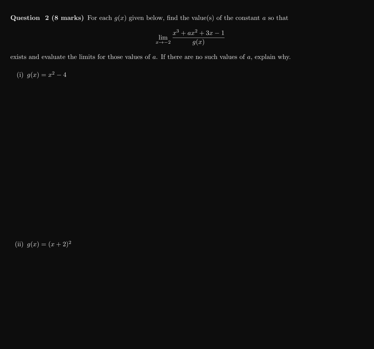 Solved Question 2 (8 marks) For each g(x) given below, find | Chegg.com