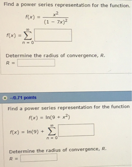 Solved Find a power series representation for the function. | Chegg.com