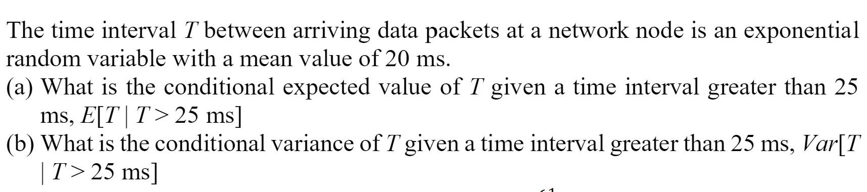 Solved The time interval T between arriving data packets at | Chegg.com