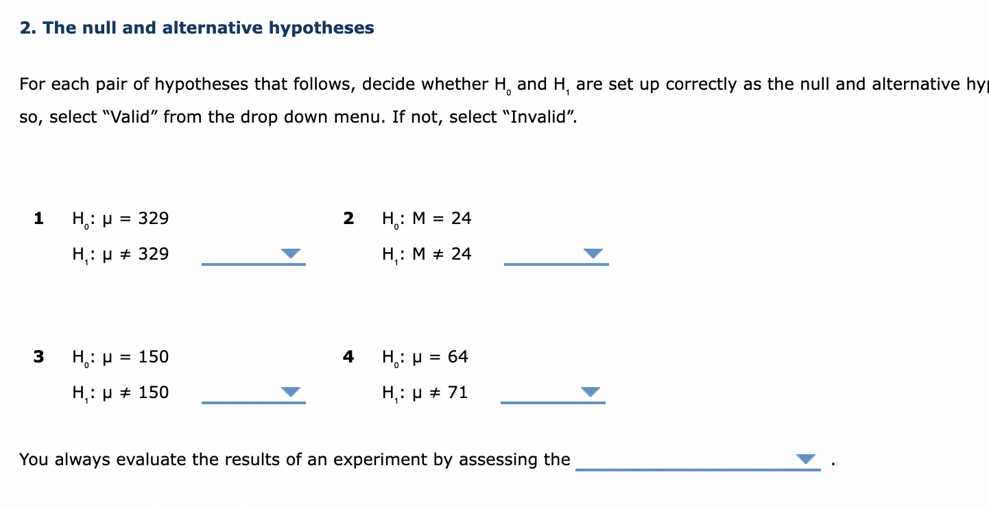 Solved 2. The null and alternative hypotheses For each pair | Chegg.com