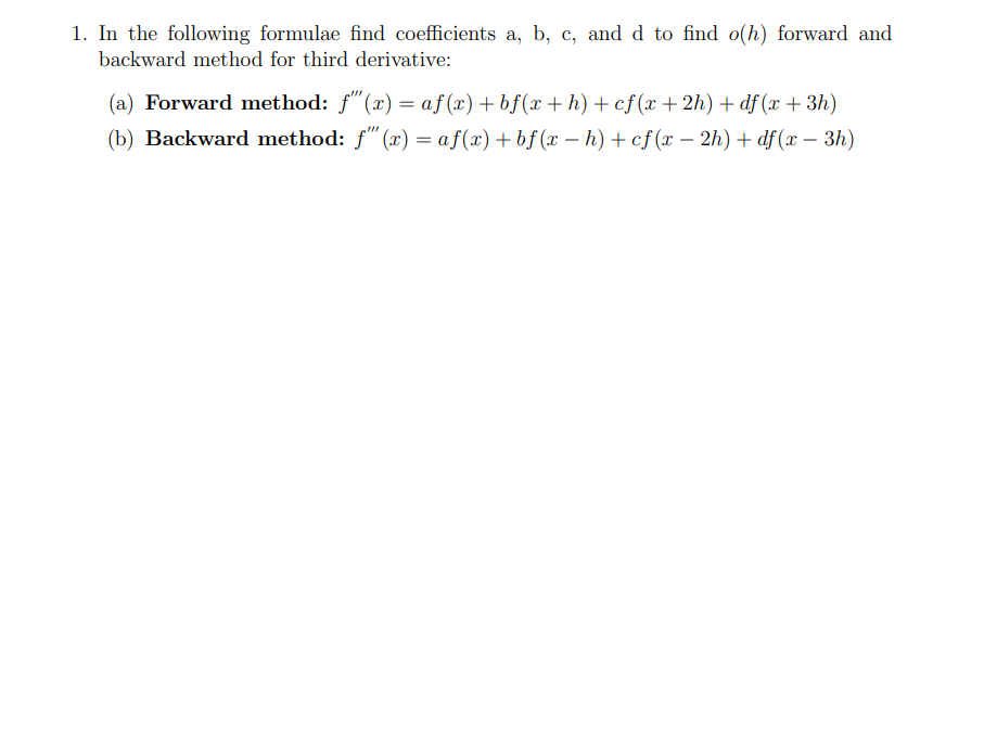 1. In the following formulae find coefficients a, b, | Chegg.com