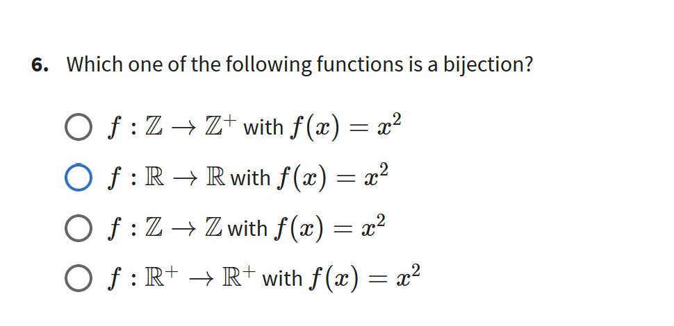 Solved Which one of the following functions is a bijection? | Chegg.com