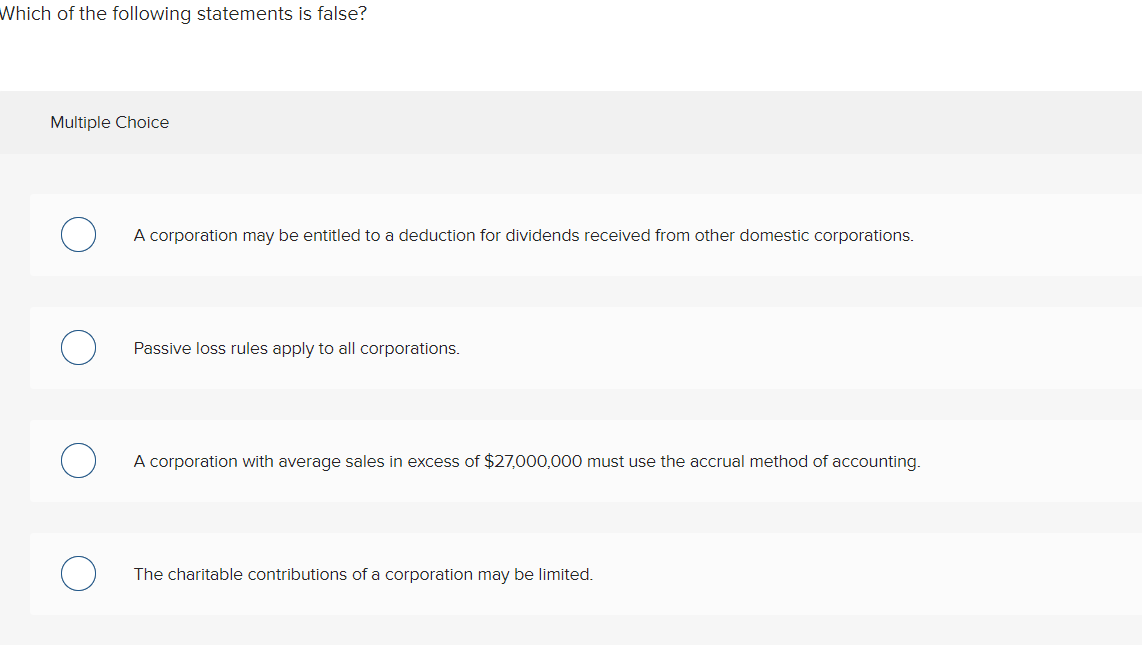 Solved For Subchapter C corporations, which of the following | Chegg.com