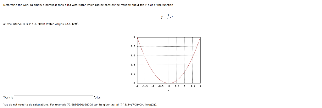 Solved Determine the work to empty a parabolic tank filled | Chegg.com