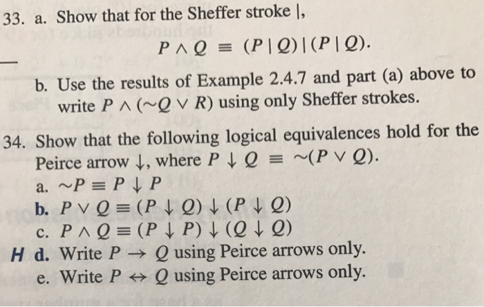 Show that for the Sheffer stroke |, P Q (P | Q) | | Chegg.com
