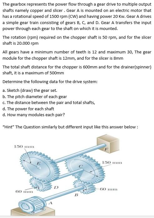Solved The gearbox represents the power flow through a gear | Chegg.com