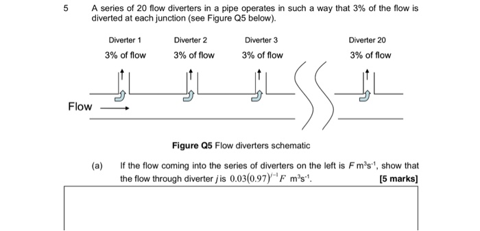Solved 5 A series of 20 flow diverters in a pipe operates in | Chegg.com