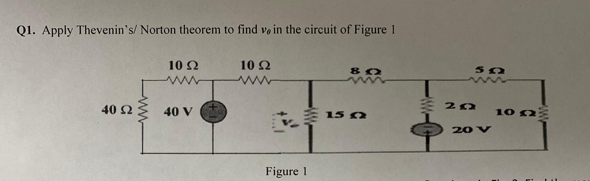 Solved Q1. Apply Thevenin's/ Norton theorem to find v0 in | Chegg.com