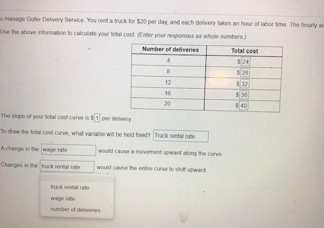 Solved You manage Gofer Delivery Service. You ront a truck | Chegg.com